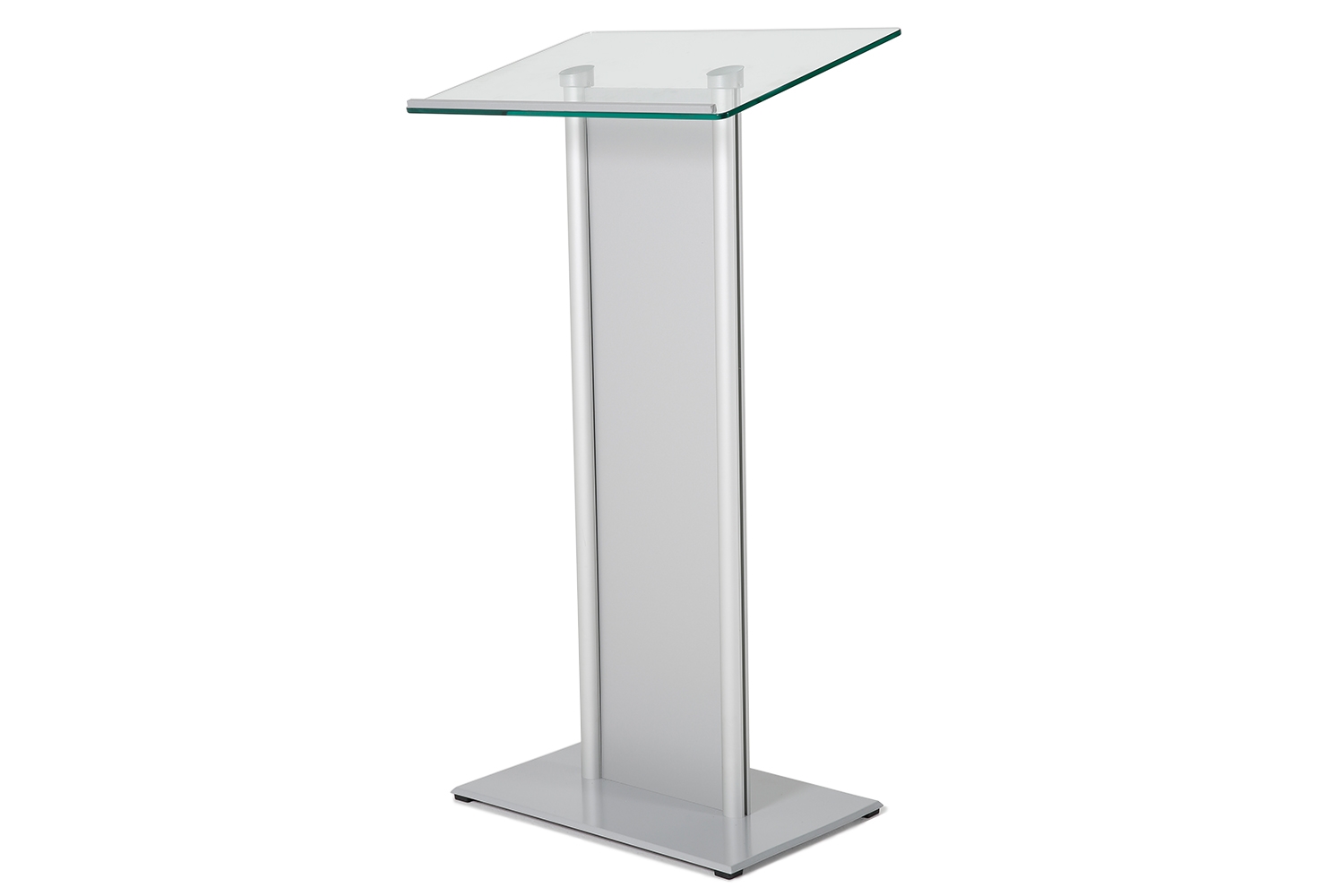 Rednerpult mit Gehärtetem Glas und Frontplatte - Silber