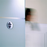 Damentoilette Schild Edelstahl Picto rund | Kaufen bei Skiltex.de