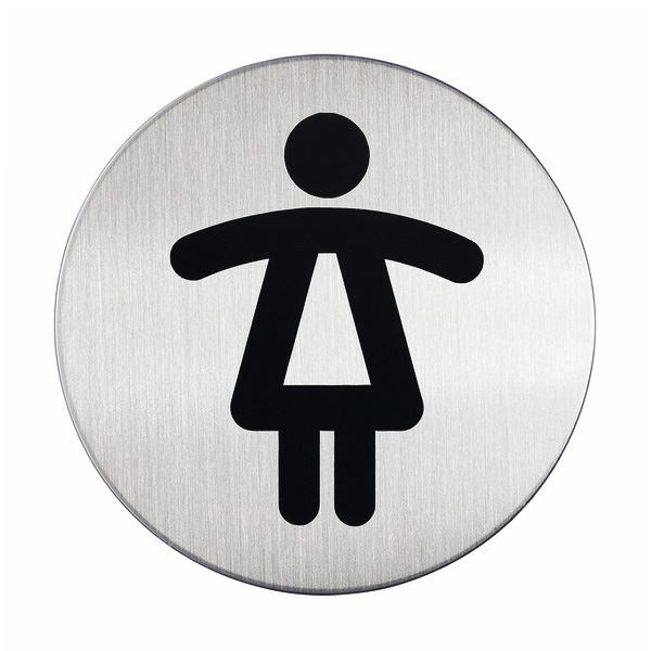 Damentoilette Schild Edelstahl Picto rund | Kaufen bei Skiltex.de